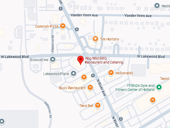 16. hog wild bbq, restaurant and catering map