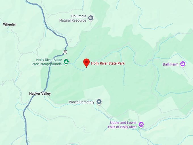 16. holly river state park map