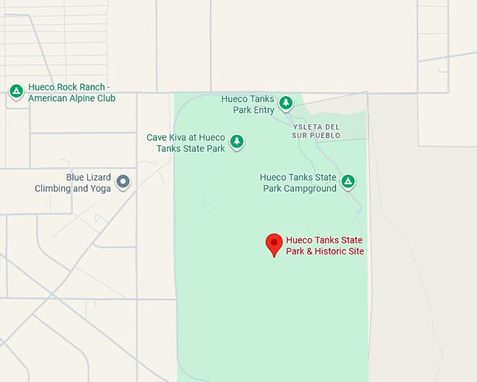16. hueco tanks state park & historic site map