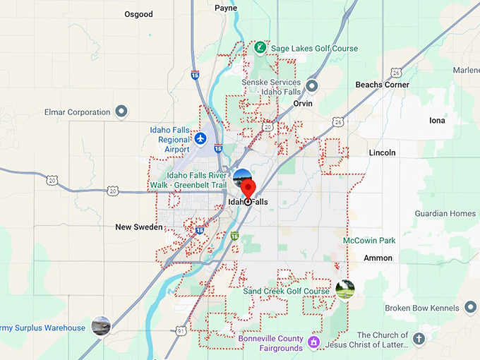 16. idaho falls, id map