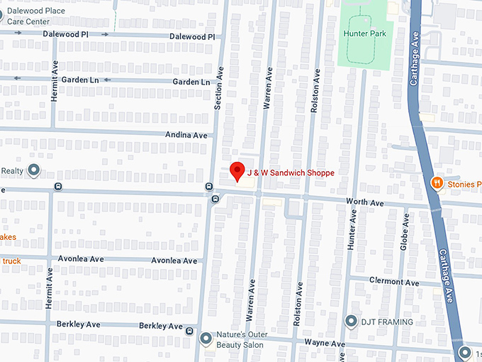 16. j & w sandwich shoppe&lrm; map