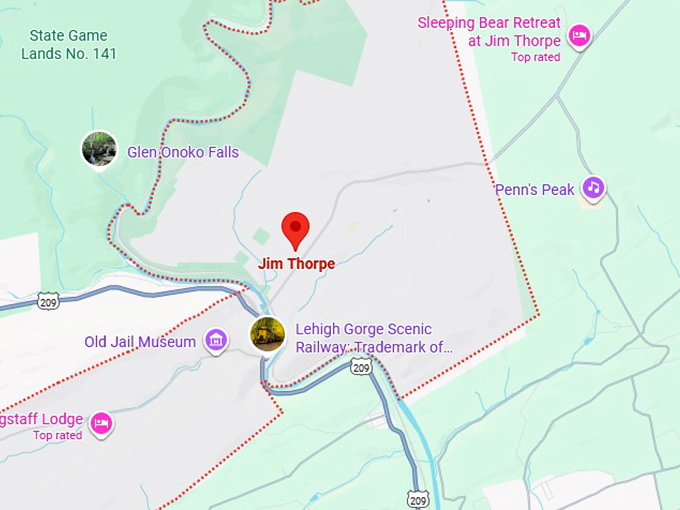 16. jim thorpe, pa map