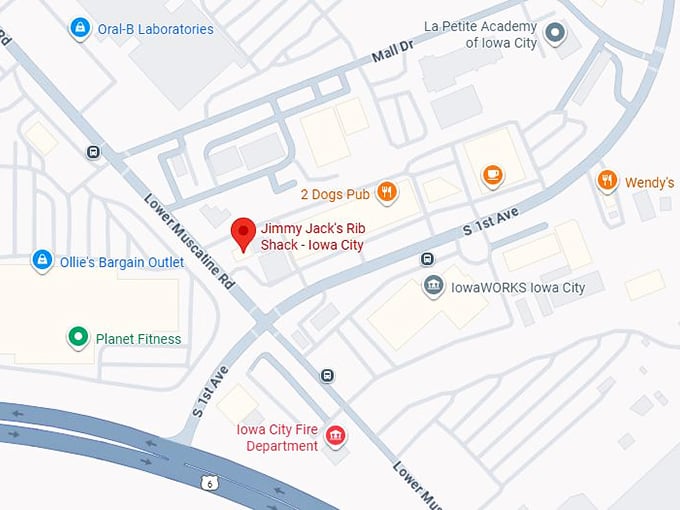 16. jimmy jack's rib shack - iowa city map