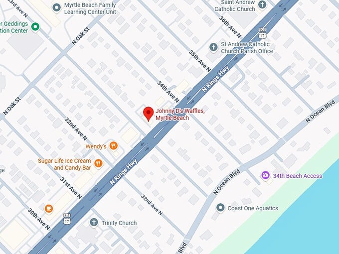 16. johnny d&rsquo;s waffles, myrtle beach map
