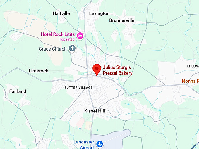 16. julius sturgis pretzel bakery map
