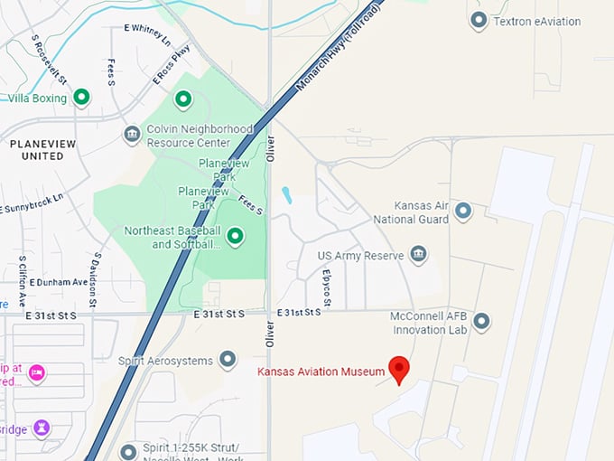 kansas aviation museum map