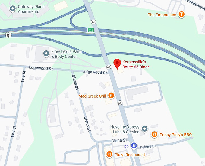 16. kernersville's route 66 diner map