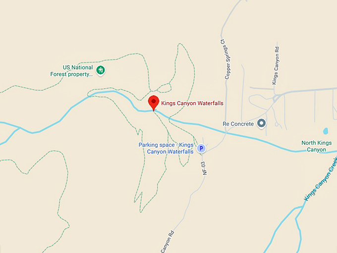 16. kings canyon waterfalls map