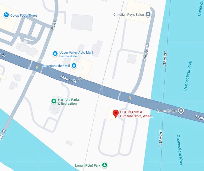 16. listen thrift & furniture store, white river junction map