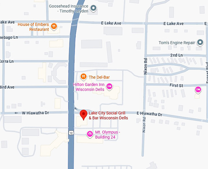 16. lake city social grill & bar wisconsin dells map