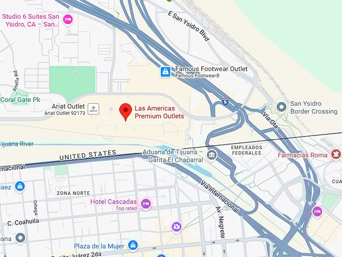 16. las americas premium outlets map