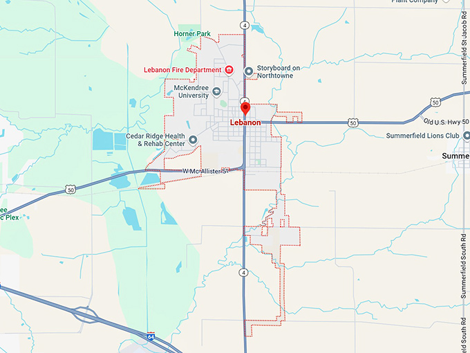 16. lebanon, il map