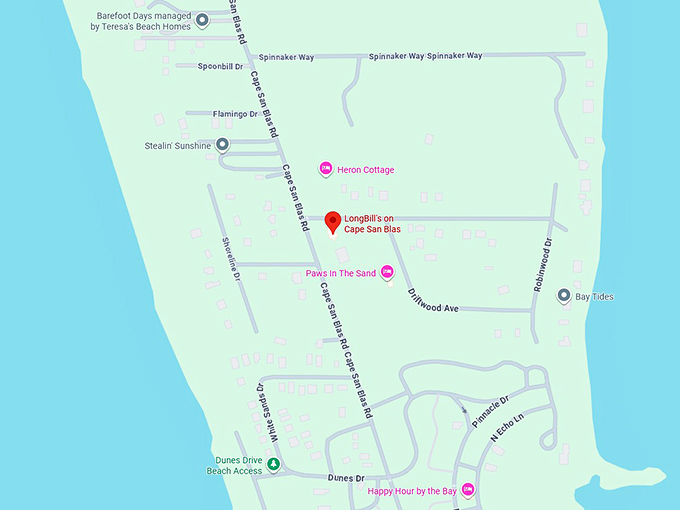 16. longbill&rsquo;s on cape san blas map