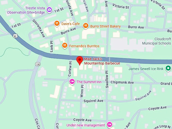 16. mad jack's mountaintop barbecue map