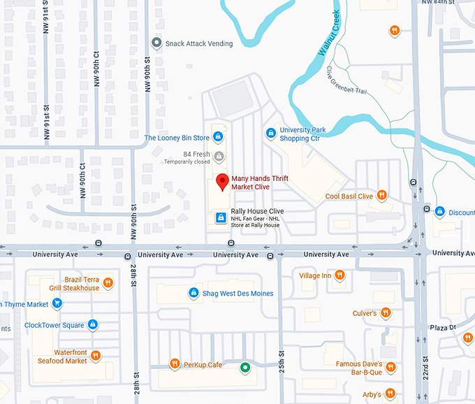 16. many hands thrift market clive map