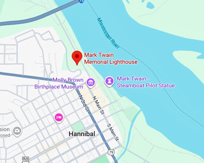 16. mark twain memorial lighthouse map