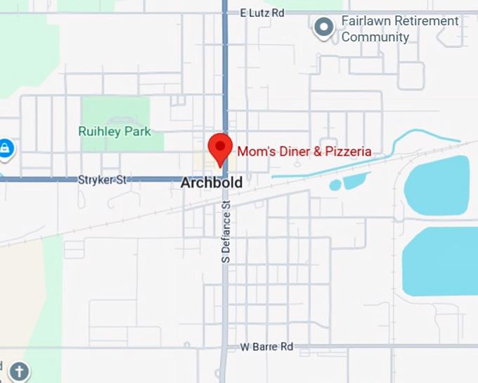 16. mom's diner & pizzeria map