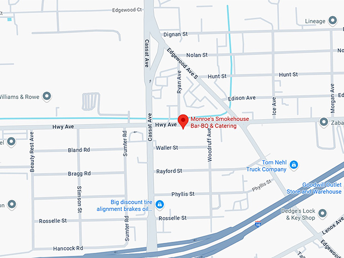 16. monroe's smokehouse bar b q & catering map