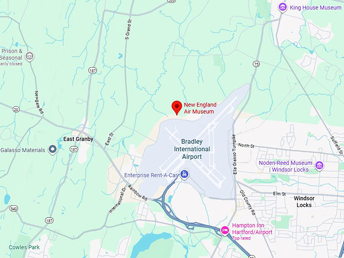 new england air museum map