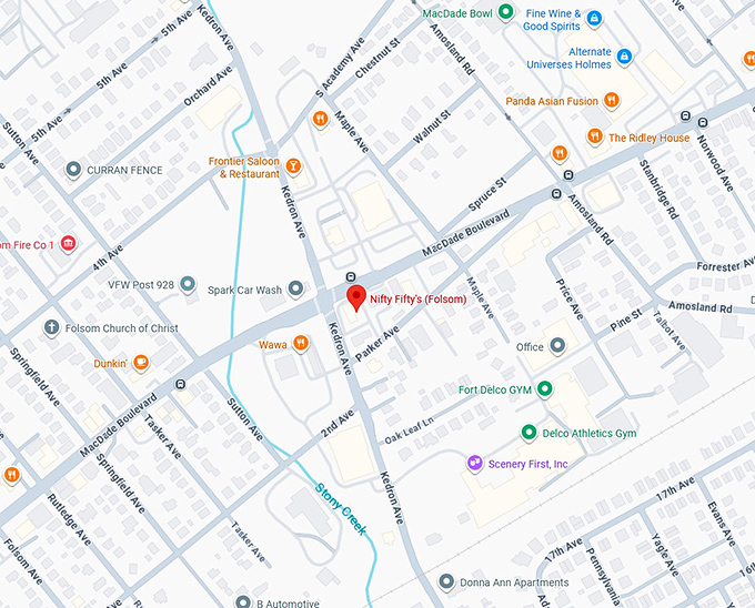 16. nifty fifty's (folsom) map