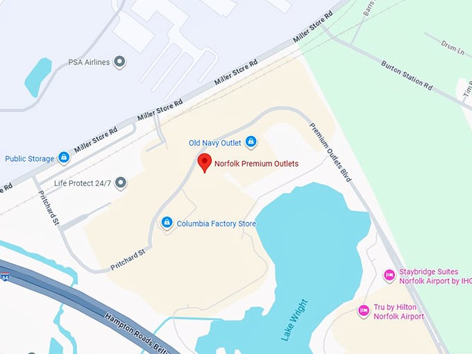 norfolk premium outlets map