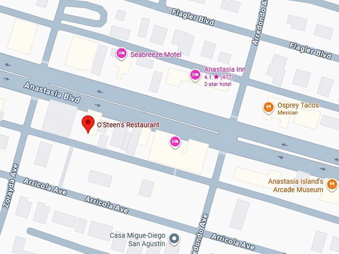 16. o'steen's restaurant map