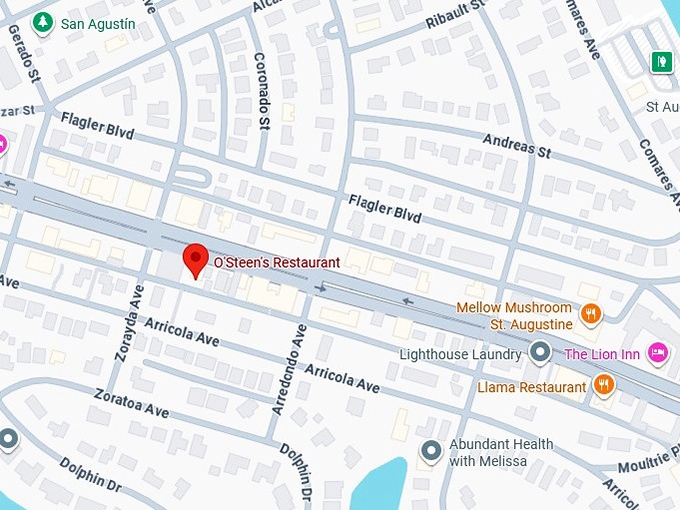 16. o'steen's restaurant map