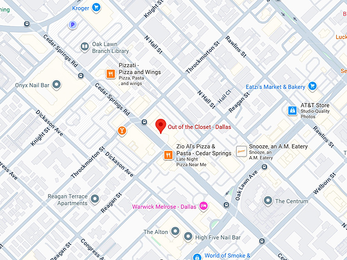 out of the closet dallas map