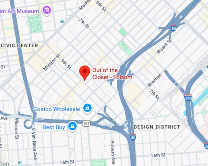 16. out of the closet folsom (1295 folsom st) map