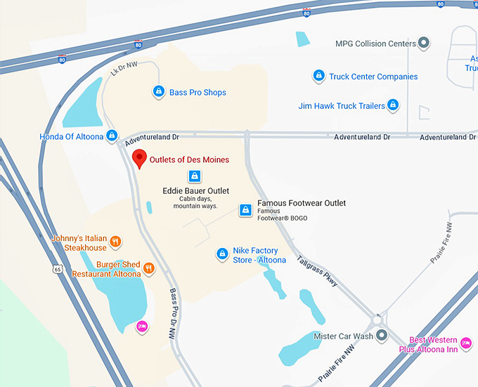 16. outlets of des moines map