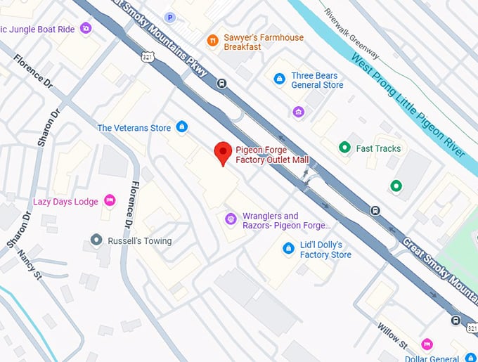16. pigeon forge factory outlet mall map