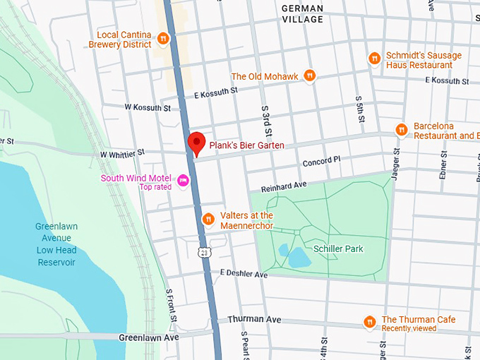 16. plank's bier garten map