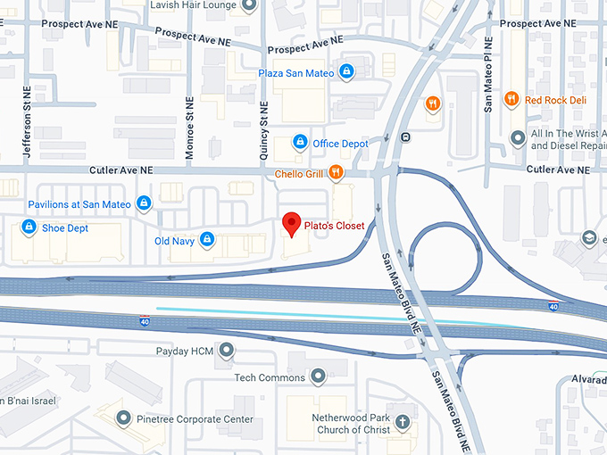 16. plato's closet (5000 cutler ave ne) map