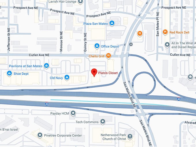 16. plato's closet (5000 cutler ave ne) map