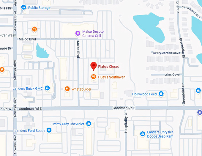 16. plato's closet (7090 malco blvd) map