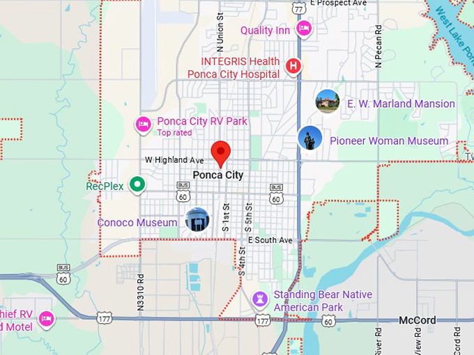 16. ponca city, ok map