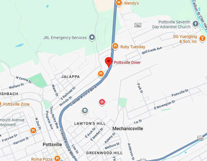 16. pottsville diner map