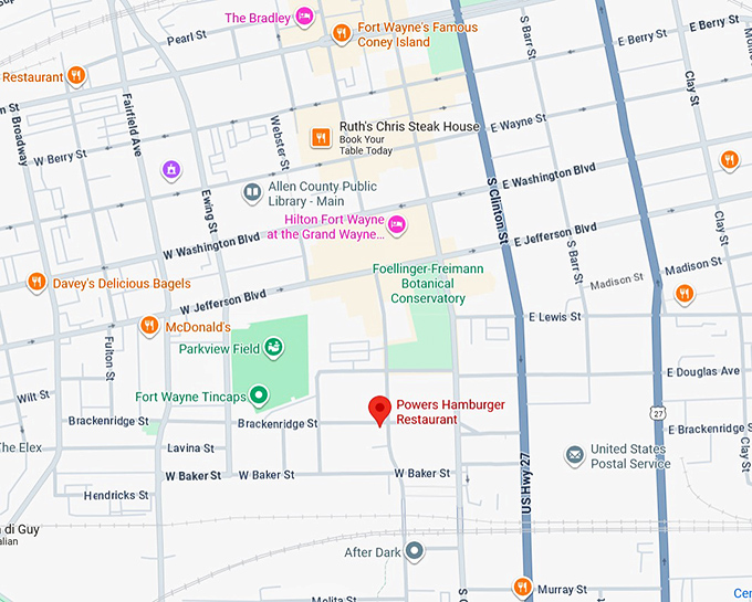 16. powers hamburger restaurant map