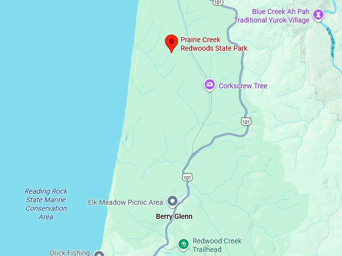 16. prairie creek redwoods state park map
