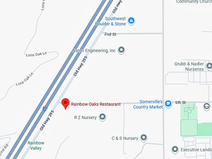 16. rainbow oaks restaurant map