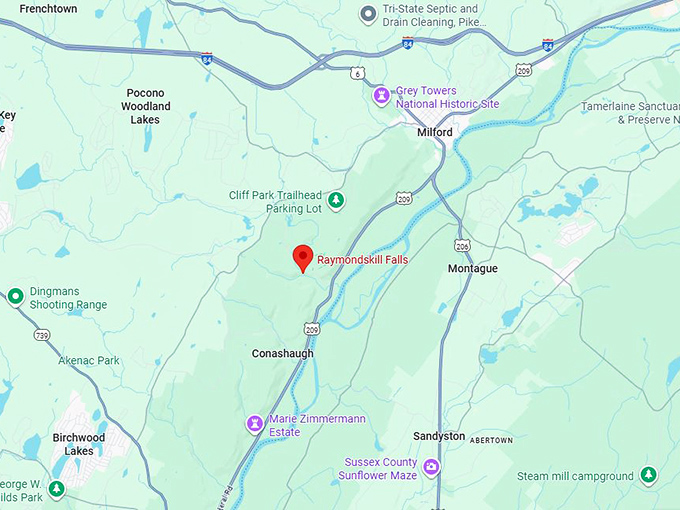 16. raymondskill falls map