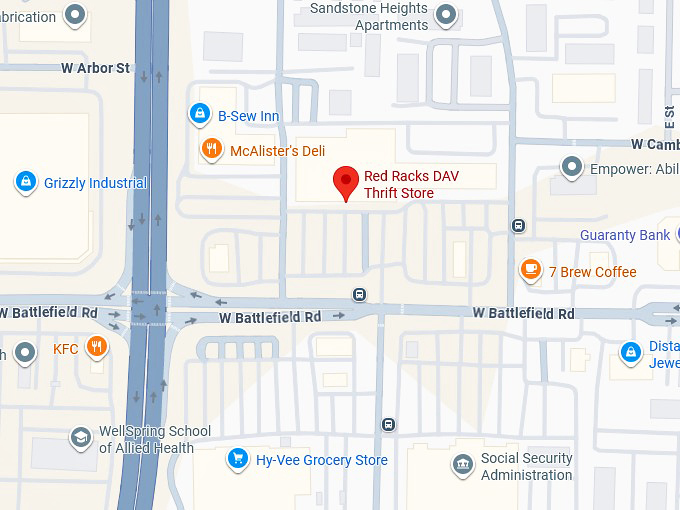 16. red racks dav thrift store (1707 w battlefield rd) map