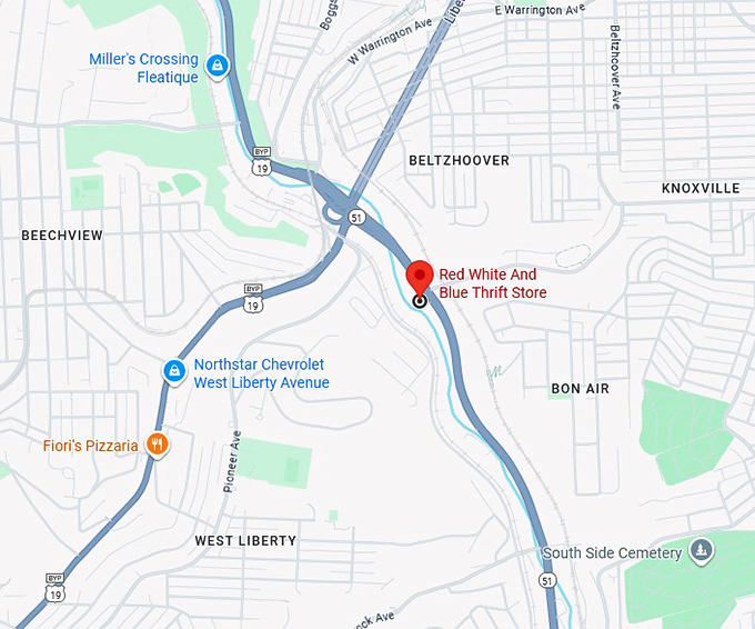 16. red white and blue thrift store map