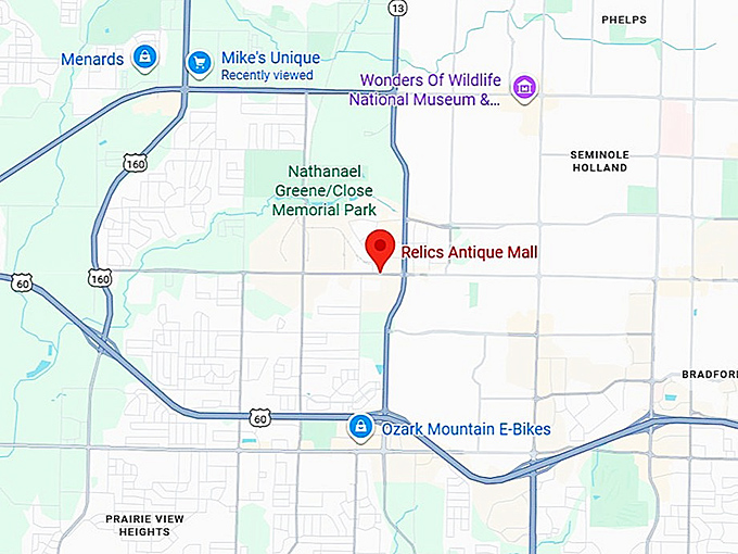 16. relics antique mall map