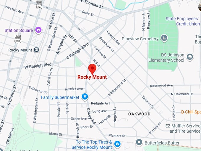 16. rocky mount, nc map