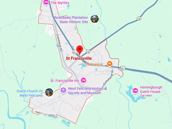 16. saint francisville, la map