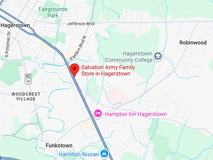 salvation army family store in hagerstown map