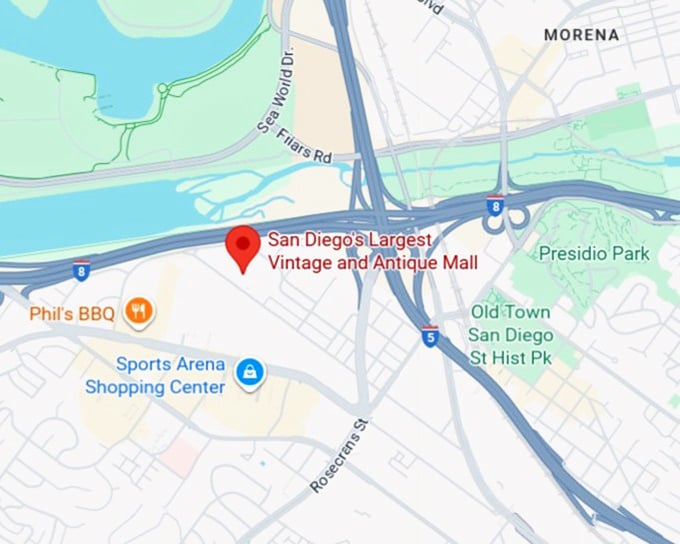 16. san diego's largest vintage and antique mall (3602 kurtz st) map
