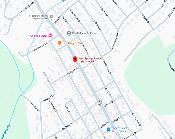 16. sand springs saloon & steakhouse map