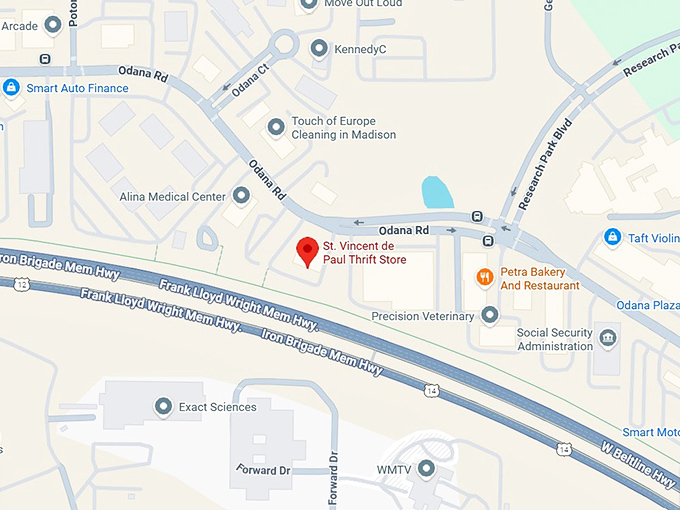 16. st. vincent de paul thrift store (6301 odana rd) map